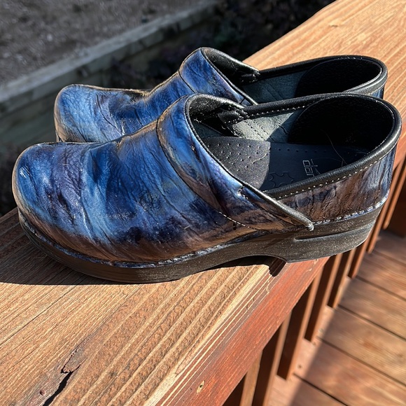 Dansko | Shoes | Dansko Blue Iridescent Clogs 36 | Poshmark